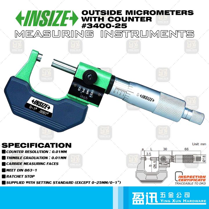 Insize Digit Outside Micrometer With Counter #3400-25 / 50 | Lazada