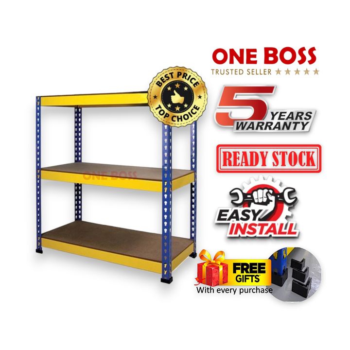 ONE BOSS 3 LEVELS YELLOW & BLUE BOLTLESS RACK HOME STORAGE WAREHOUSE ...
