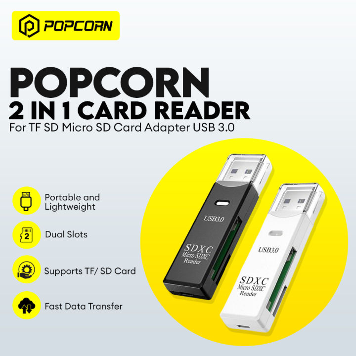 Popcorn 2 In 1 Usb 3.0 Card Reader Flash Memory Card 2 Slots For TF SD ...