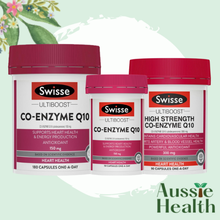 Swisse Co-Enzyme Q10 150mg 180 / 50 Capsules | High Strength Co-Enzyme Q10 300mg 90 Capsules ...