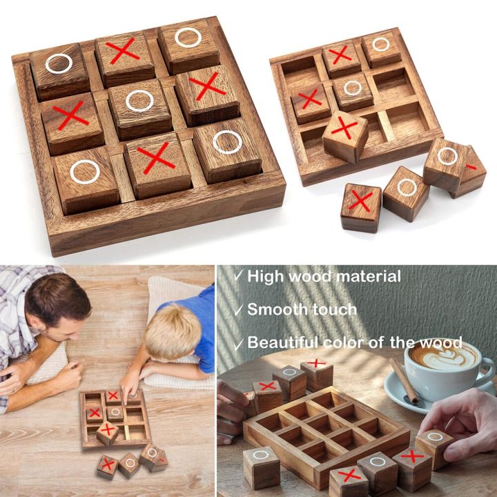 Tic Tac Toe Game Board Game Wood XO Chess Parent-Child Interaction Intelligent Logic Training ...