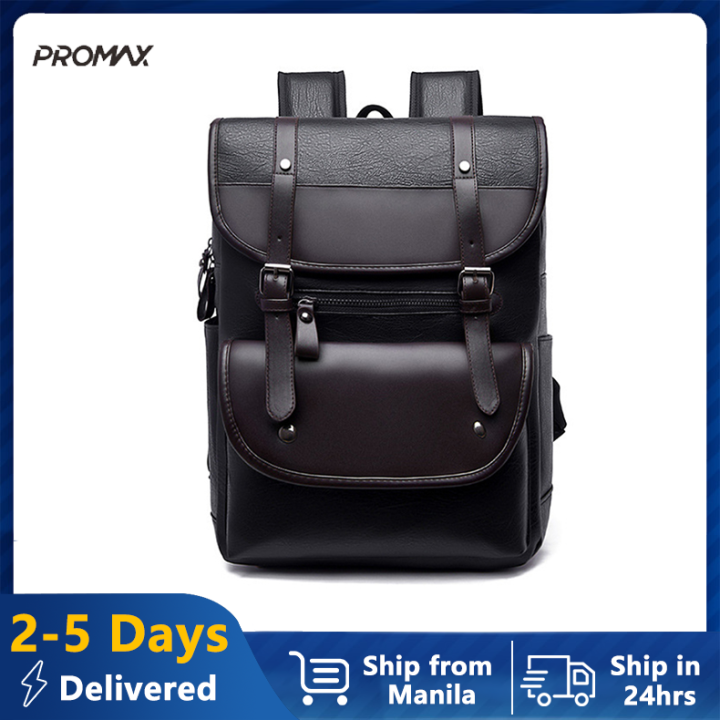 Promax Leather Waterproof Backpack Large Capacity Business Travel ...