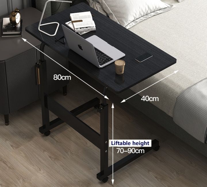 60cm/80cm Movable Laptop Table/ Computer Study Desk/ Bedside Bed Sofa Side Table/Height ...