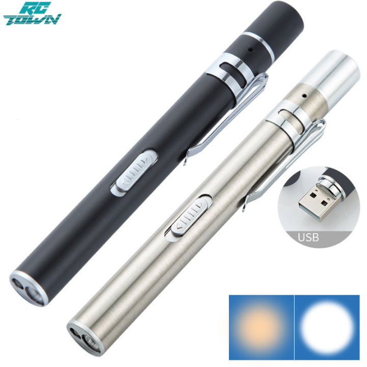 Portable Dual Light Source LED Stainless Steel Nursing Penlight ...
