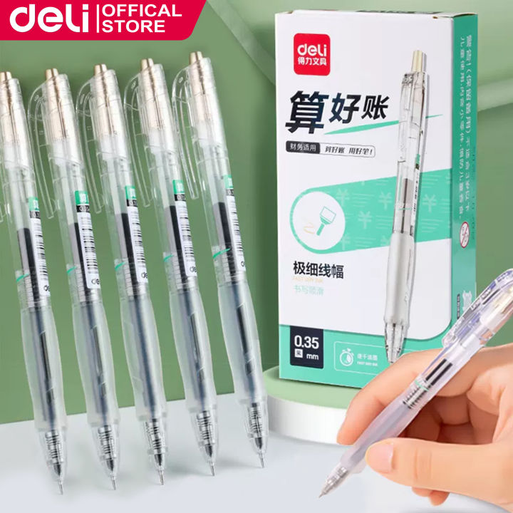 Deli 0.35mm Press ballpen Quick-drying Financial Gel Pen Full Needle ...