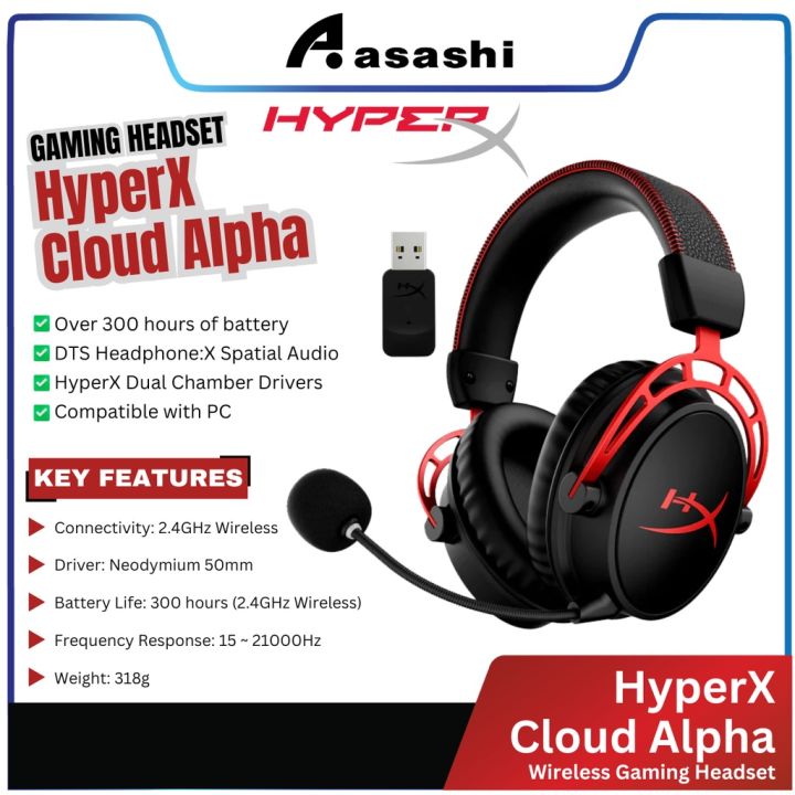 HyperX Cloud Alpha Wireless Gaming Headset (Red) | Lazada