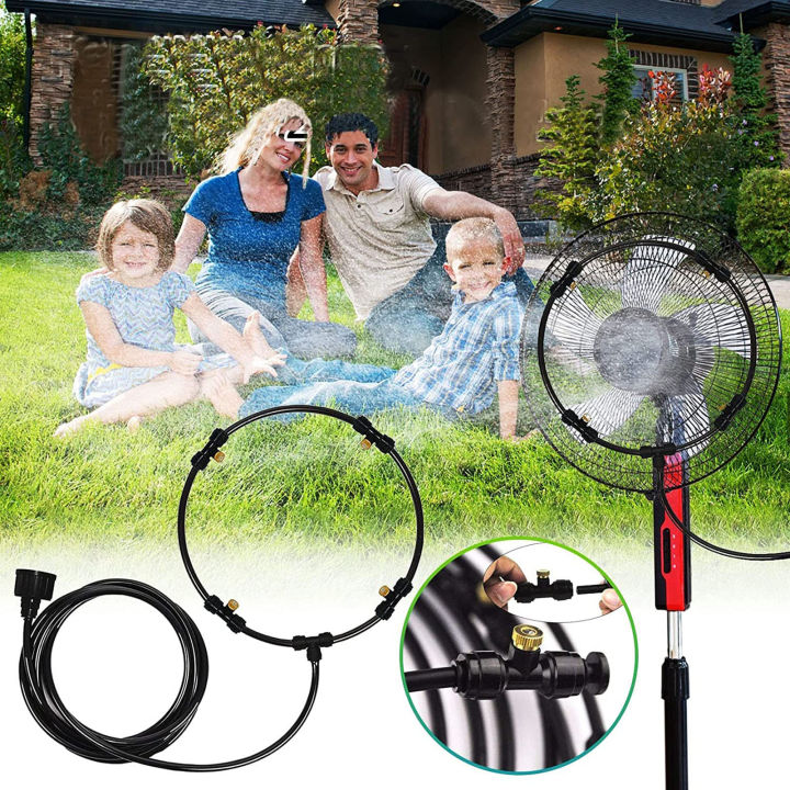 Cooling Mist Fan Spray Misting Fan Kit Outdoor Garden Cooling Spray Kit ...