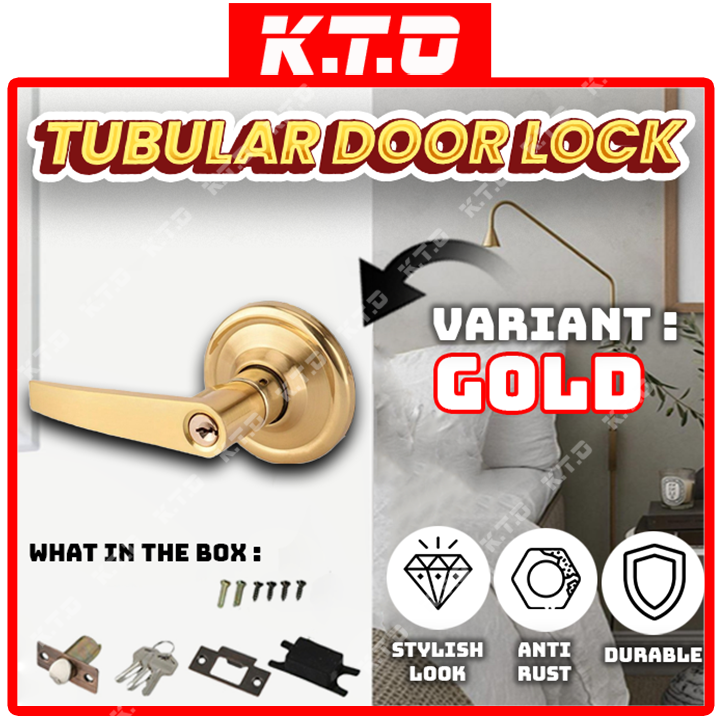 Tubular Lever Cylindrical Lock Set Entrance Indoor Bedroom Lever Handle ...