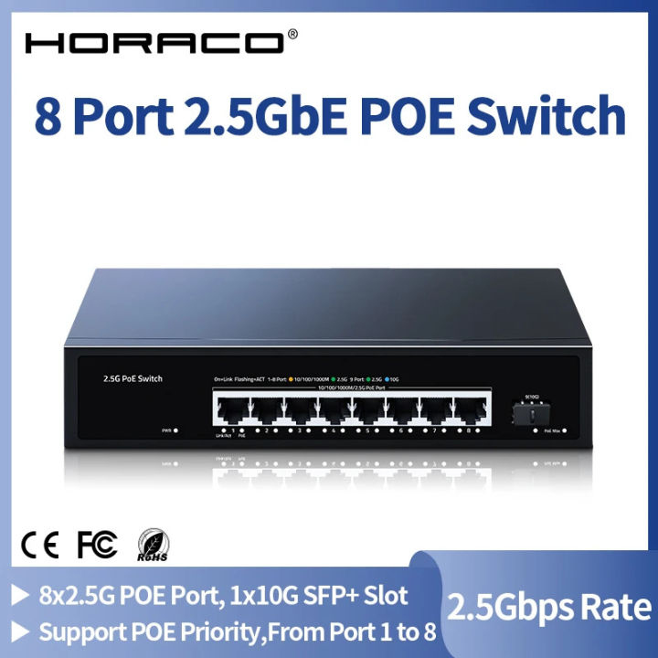 NEW 2.5G PoE Switch 8 Port 2.5GBASE-T 10G SFP+ Slot 100W IEEE802.3af/at ...