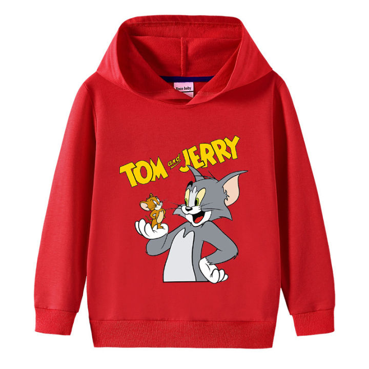 TOM AND JEERY เสื้อกันหนาวสำหรับเด็ก,เสื้อสเวตเตอร์แบบสวมหัวมีฮู้ดคอต ...
