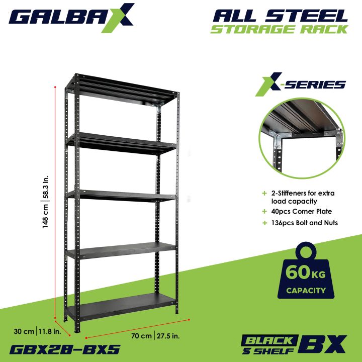 GBX All-Metal Storage Shelves 5 Layers (Small) Adjustable Steel Rack ...