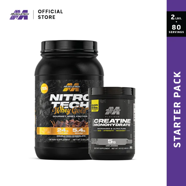 [Starter Pack Bundle] MuscleTech NitroTech 100% Whey Gold (2lbs) + MuscleTech Platinum 100% ...