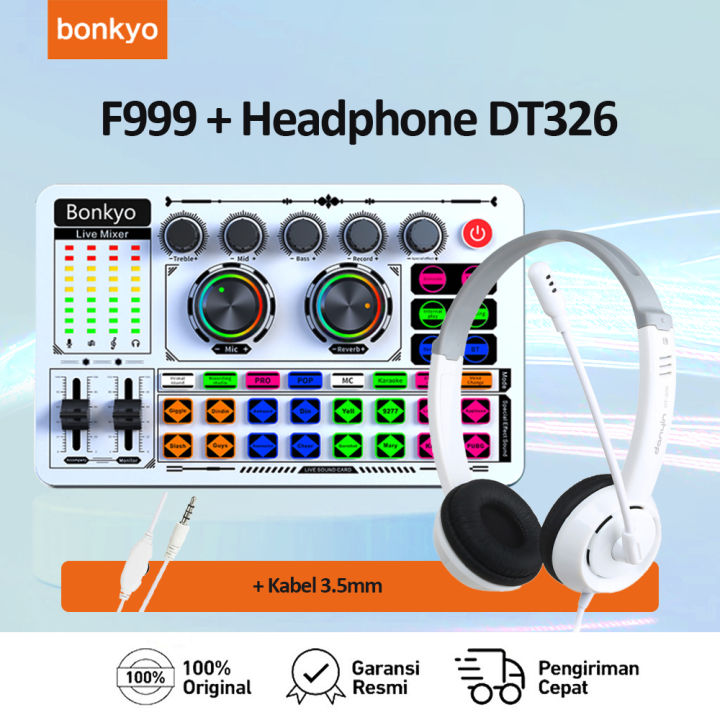 Bonkyo F999 soundcard+ V38V headphone Peralatan audio set lengkap ...
