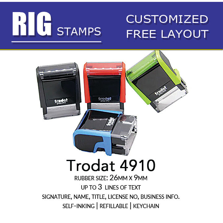 RIG Trodat printy 4910 | Rubber size 9x26mm | Self-inking Personalized Stamp Customized Name ...