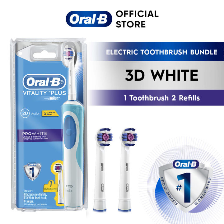 [ORAL-B ELECTRIC TOOTHBRUSH VALUE BUNDLE] 3D White Vitality Handle and ...