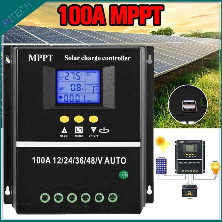 100A MPPT Charge Controller 12V/24V/36V/48V DC Solar Charge Controller ...