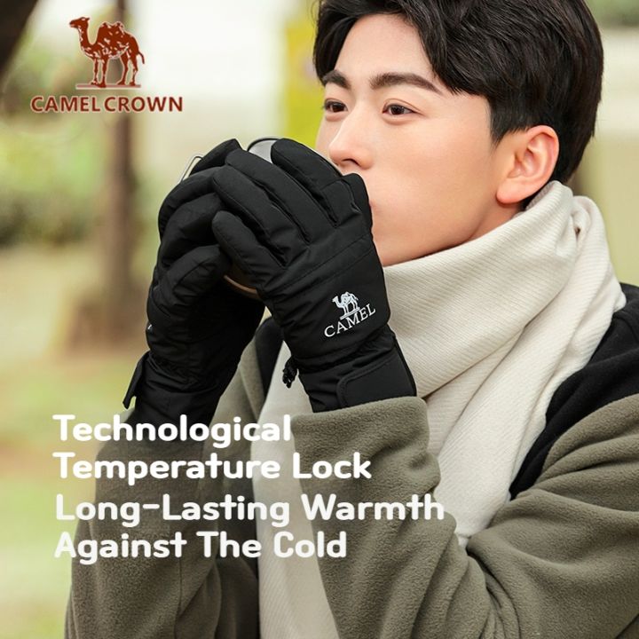 CAMELCROWN ถุงมือรถจักรยานยนต์ไฟฟ้าสำหรับผู้ชายและผู้หญิง,หน้าจอสัมผัสสกีอบอุ่นพลัสกำมะหยี่หนา ...