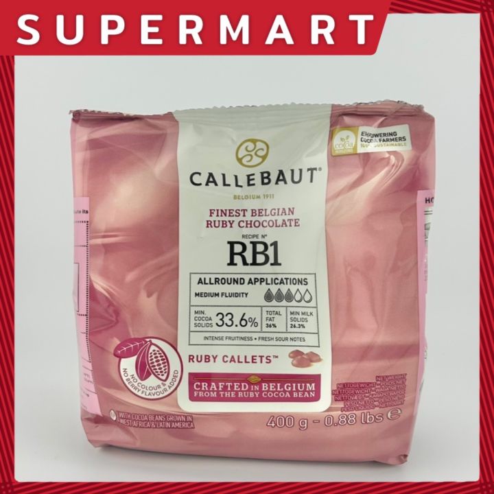 SUPERMART Callebaut Ruby Chocolate Couverture 400g. CALLEBAUT CHOCOLATE คาลลีบาวท์ ช็อคโกแลต รู ...