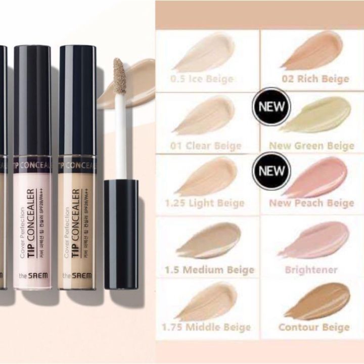 14 Shades IN STOCK! The SAEM Cover Perfection Tip Concealer SPF28 PA++ Make Up Foundation Base ...