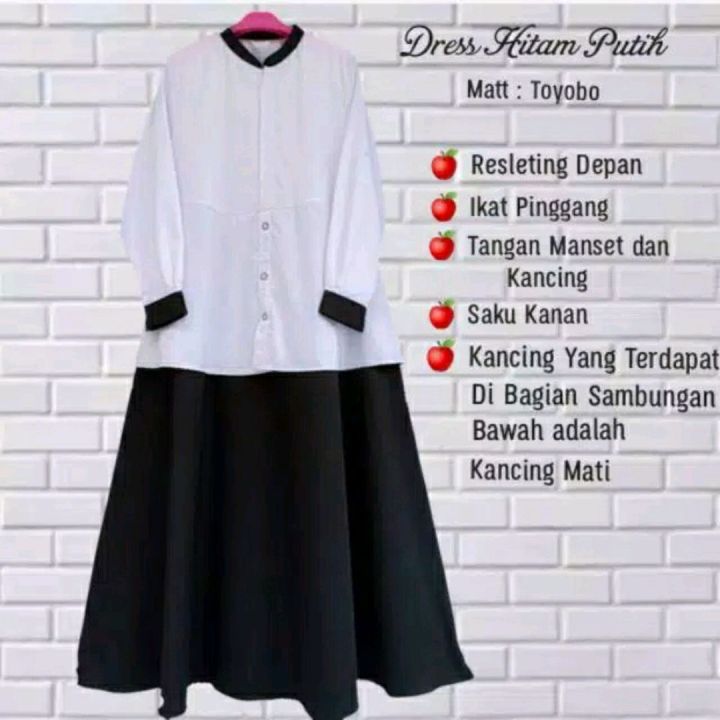 Baju Gamis Hitam Putih Bahan Toyobo / Setelan Hitam Putih | Lazada ...