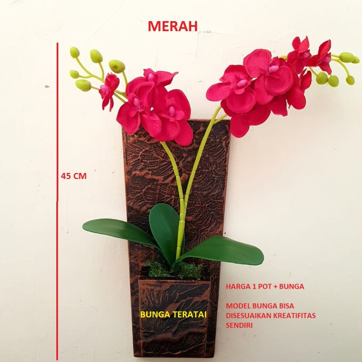 ANGGREK BULAN POT DINDING KAYU BUNGA ARTIFISIAL | Lazada Indonesia