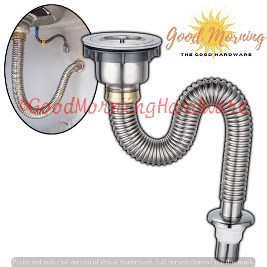 1SET Stainless Steel Sink Drain Strainer w/ P-trap Hose Filter Single ...