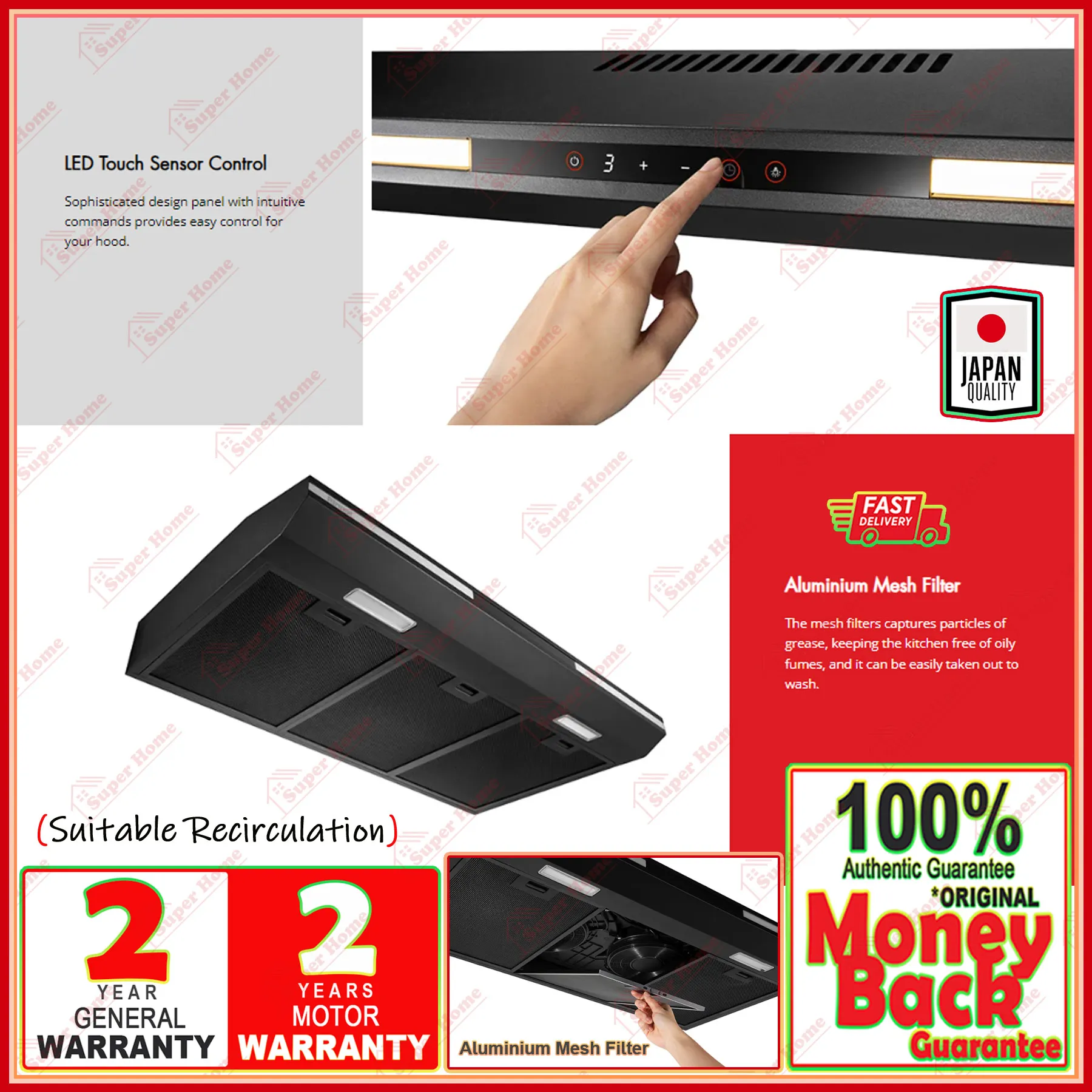 Rinnai Slim Hood RH-S3059-PBW 90cm Slim Cooker Hood Petaling Jaya (PJ ...