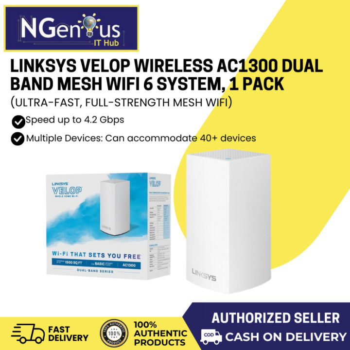Linksys Velop Wireless AC1300 Dual Band Mesh WIFI 6 System, 1 Pack ...