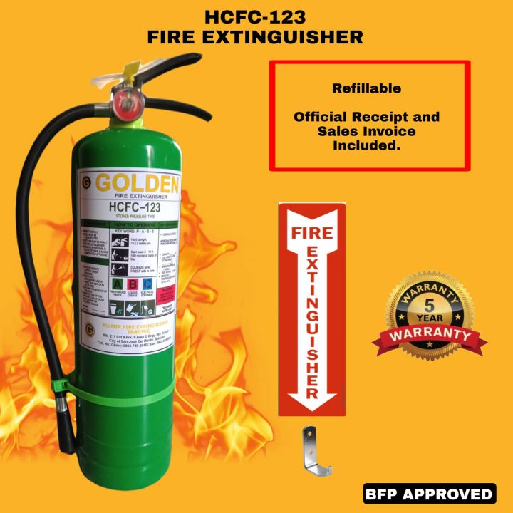 Fire Extinguisher 10 lbs. HCFC 123 Green 5 Years Warranty- Refillable ...