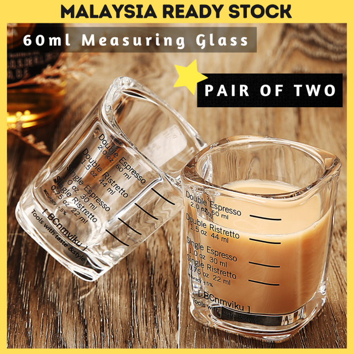 [2 Pack] Espresso Measuring Glass 60ml Measuring Cup Two Ounce Cup ...