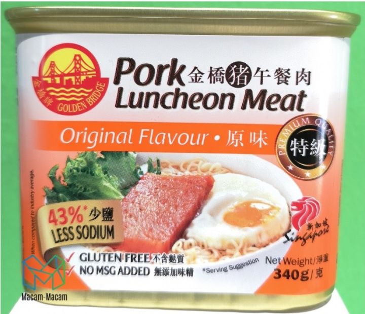 Golden Bridge Pork Luncheon Meat Original Flavour 340gms [Ready Stock ...