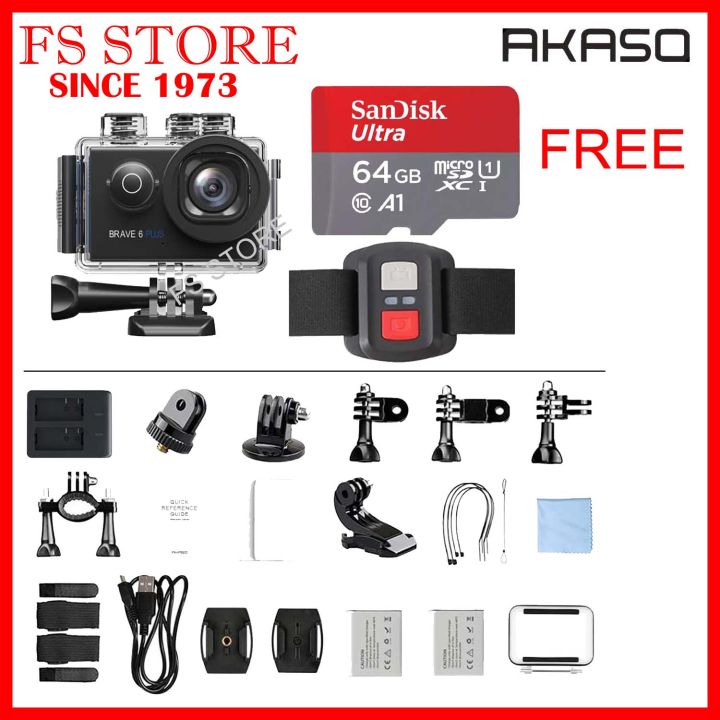 AKASO BRAVE 6 PLUS FREE MICRO 64GB CARD | Lazada