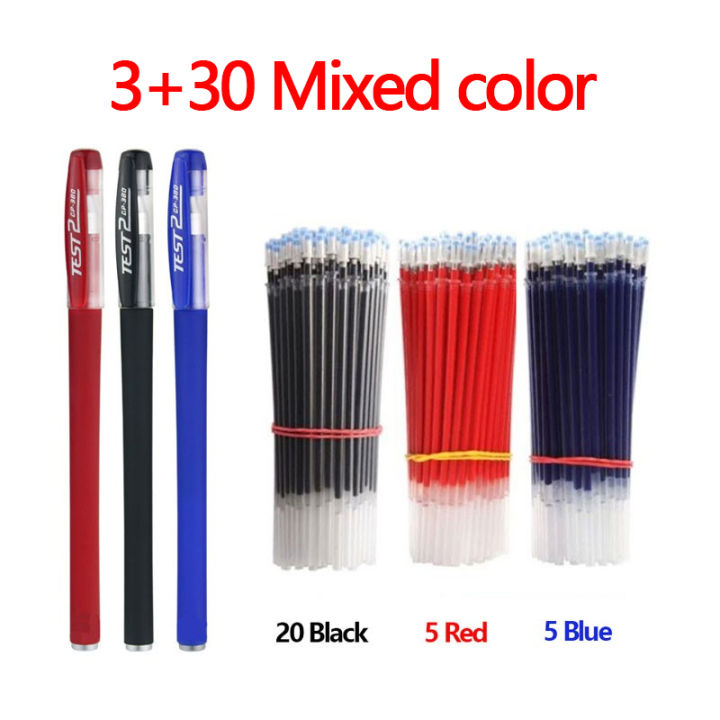 3 pen + 30 refills gel pen set ballpen signing pen black/blue/red gel ...