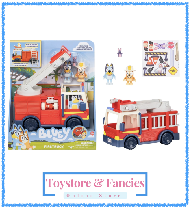🇺🇲 Bluey Firetruck with Exclusive Firefighter Bingo, Bluey, & Bob Bilby ...