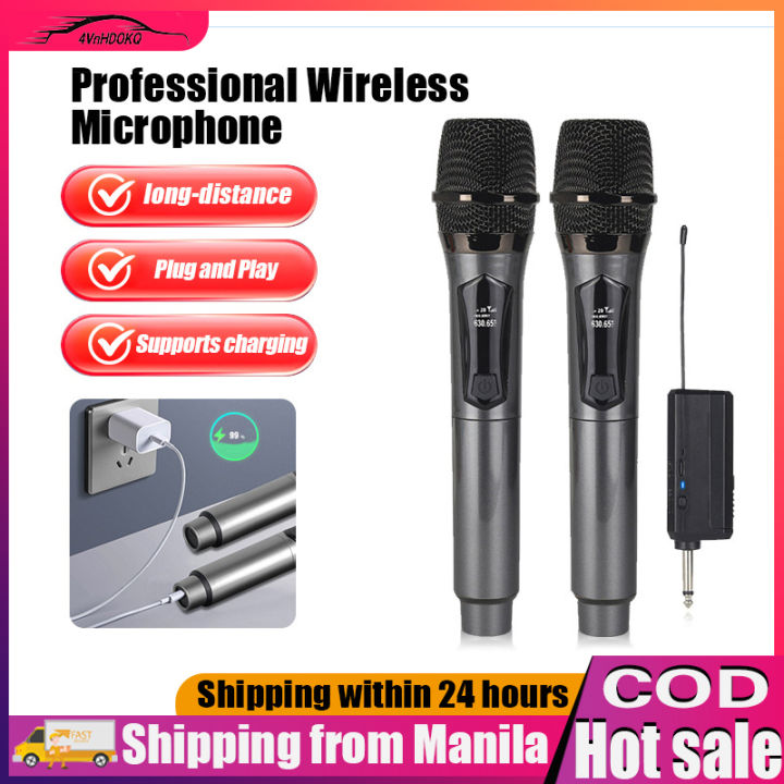 【COD】 Wireless Microphone Set Transmitter+Receiver for Home KTV Sound ...