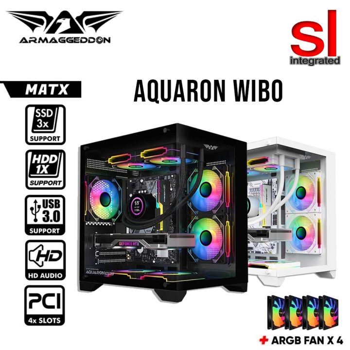 Armaggeddon AQUARON WIBO MATX Dual Chamber PC Gaming Case with Tempered ...