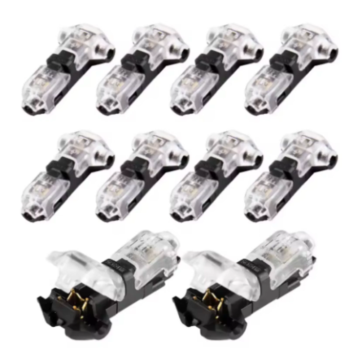 Wire Connectors Terminal Block No Stripping T-Shape 2 Pin 2 Way Wire ...