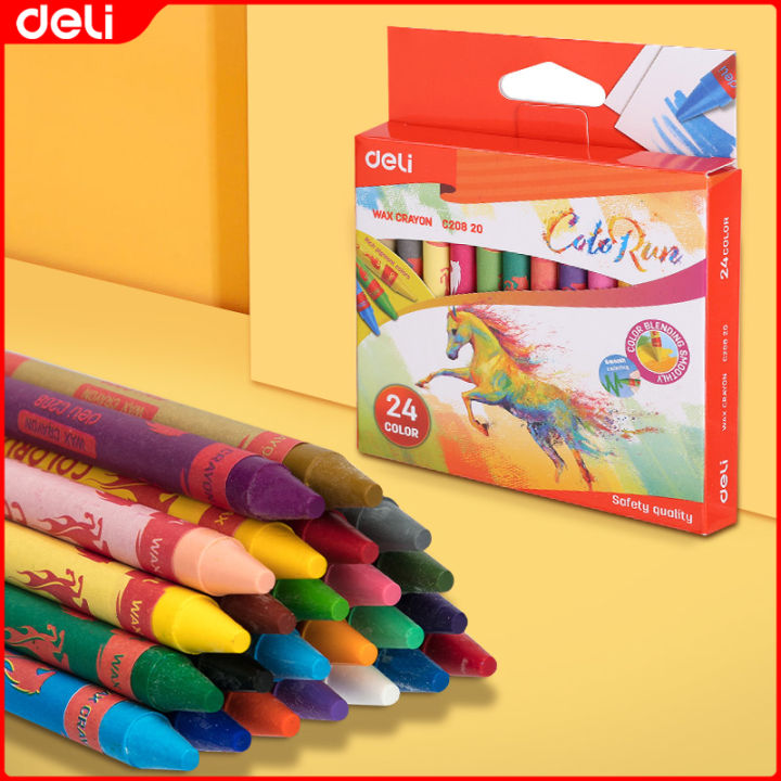 Deli 24 Colors Crayons School Supplies Coloring Set For Kids Oil Pastel ...