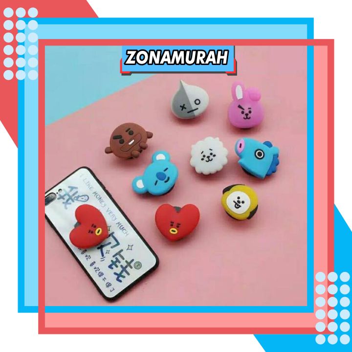 ZONAMURAH - R275 KPOP KOREA - BT21 Griptok 3D/ Phone Holder PVC/ Stand ...