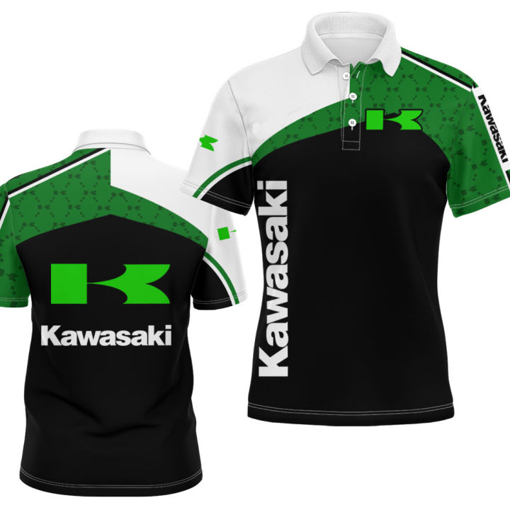 2024 Summer Men's 3D Printed Kawasaki Motorcycle Polo Shirt Street ...