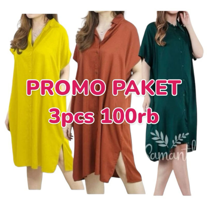 Promo Usaha Bundling 1 Paket Isi 3 Daster Lula Homedress Kekinian Polos ...