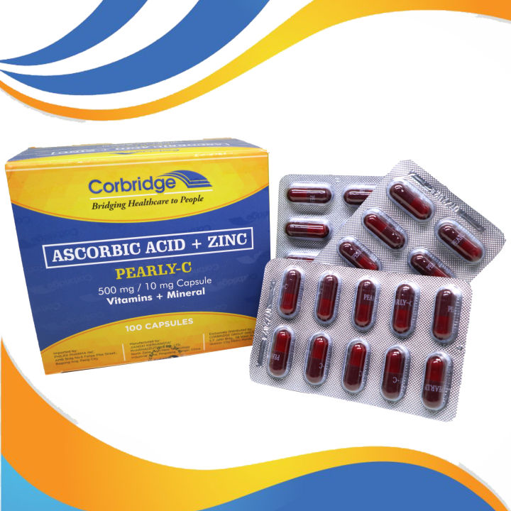 PEARLY C ASCORBIC ACID + ZINC 100 CAPSULES MULTIVITAMINS PEARLY-C exp ...