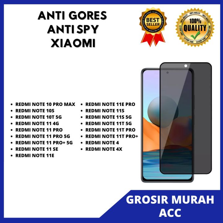 Tempered Glass Anti-Spy REDMI NOTE 10 PRO MAX-NOTE 10S-NOTE 10T 5G-NOTE 11 4G-NOTE 11 PRO-NOTE ...