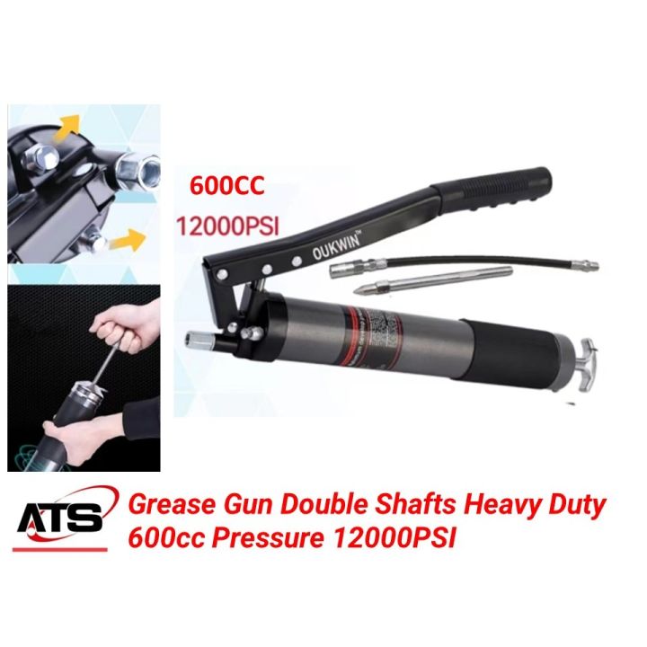 Grease Gun Double Shafts Heavy Duty 600cc Pressure 12000PSI | Lazada