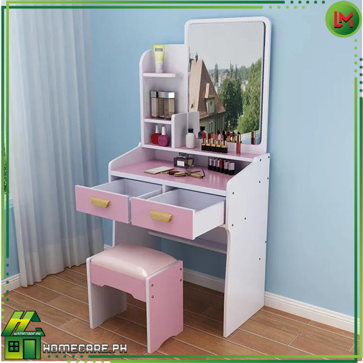 HOMECARE PH. Dressing Table Stool Bedroom Vanity Set Makeup Drawer Lock ...