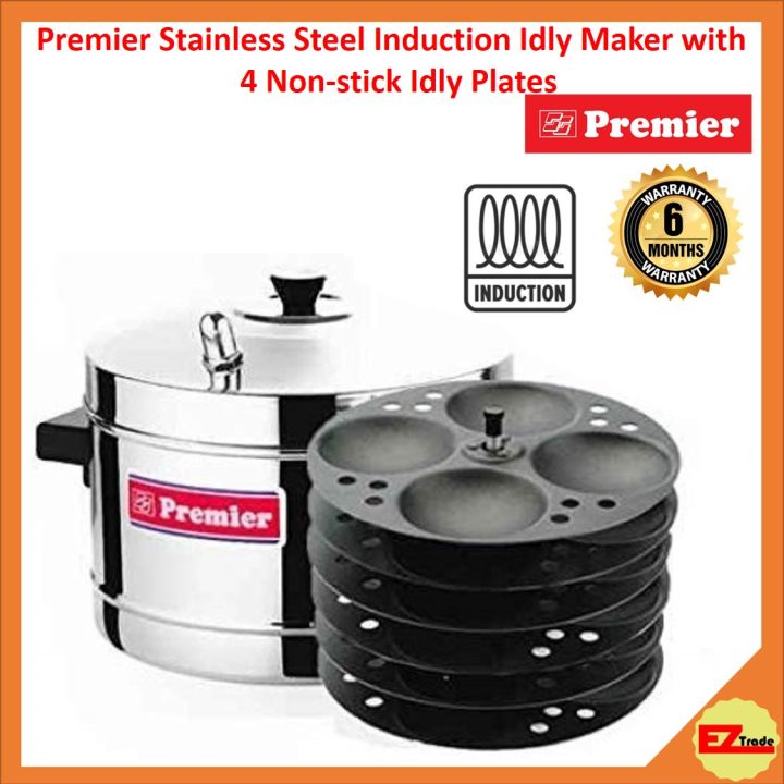 Premier Stainless Steel Induction Compatible Idly Cooker With 4 Non ...
