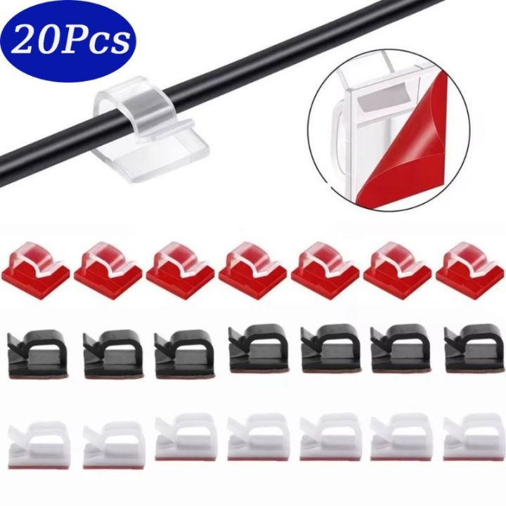 20Pcs Self Adhesive Cable Organizer Clips, Adhesive Cable Clips, Cable ...