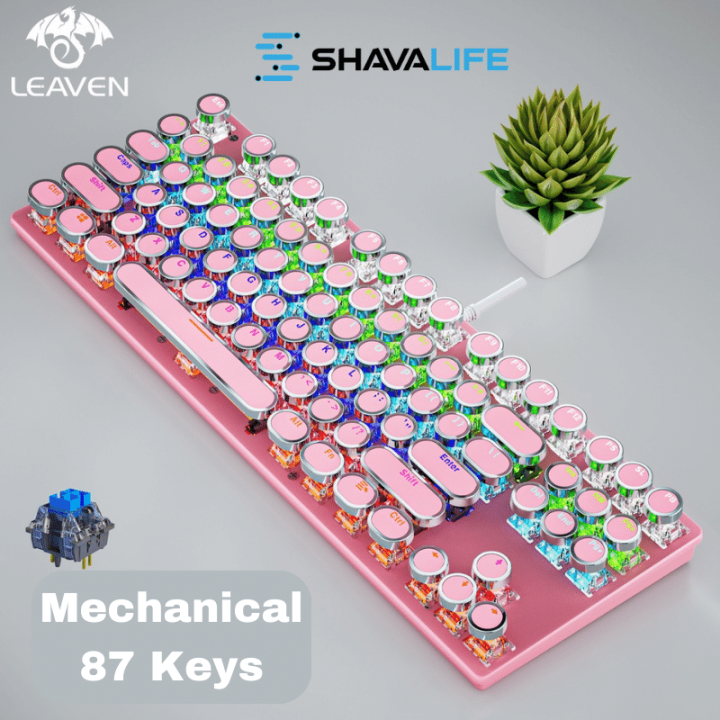 Leaven K550 Mechanical Gaming Keyboard Punk Retro Typewriter RGB TKL ...