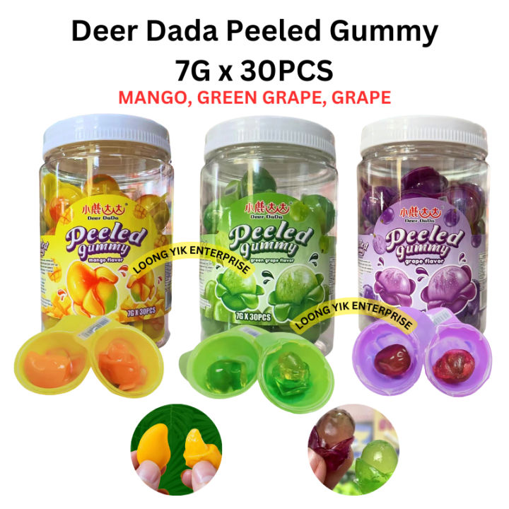 Deer DaDa *Halal* Peeled Gummy Grape / Green Grape / Mango Flavor 30Pcs ...