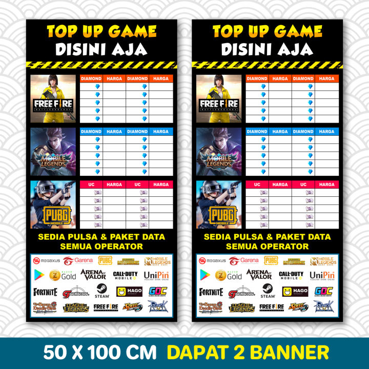 BANNER SPANDUK KONTER TOP UP GAME ONLINE BELI 1 DAPAT 2 TERBAIK ...